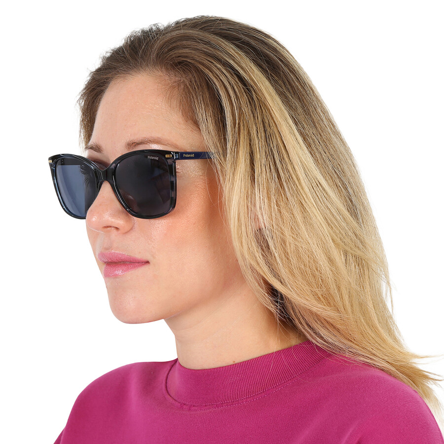 Polaroid Polarized Blue Square Ladies Sunglasses PLD 4108/S 0JBW/C3 55 ...