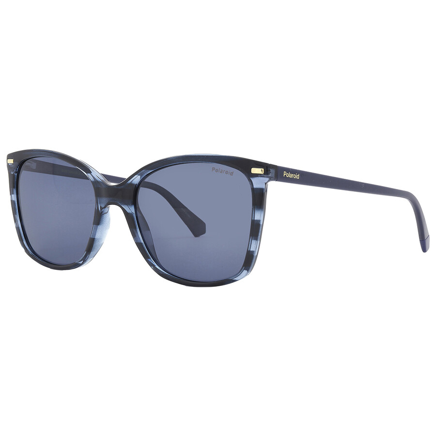 Polaroid Polarized Blue Square Ladies Sunglasses PLD 4108/S 0JBW/C3 55 ...