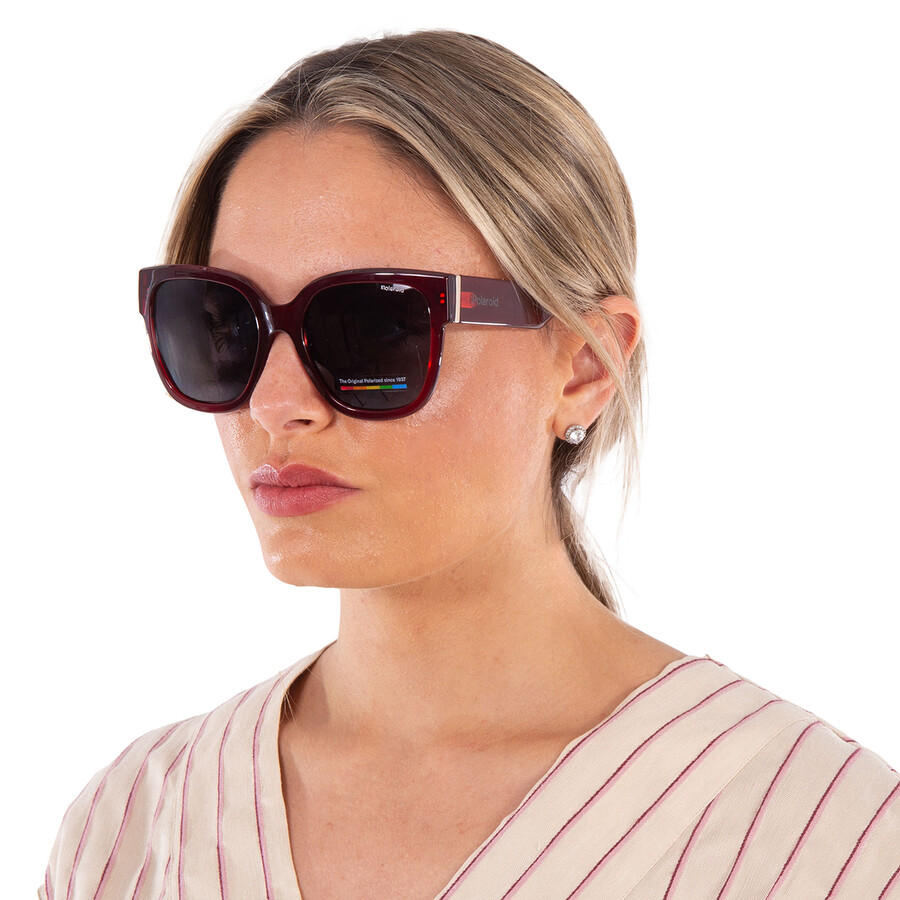 Polaroid Polarized Blue Square Ladies Sunglasses PLD 6167/S 0C9A/C3 55 ...