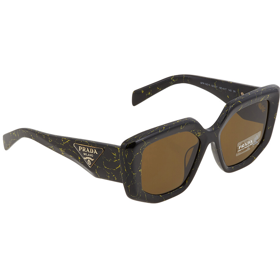 Prada Dark Brown Irregular Ladies Sunglasses PR 14ZSF 19D01T 52 ...