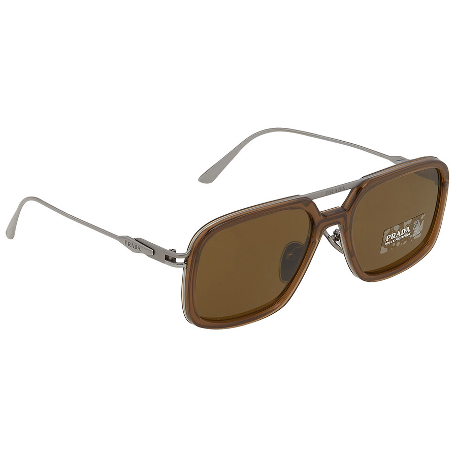 Prada Dark Brown Navigator Men's Sunglasses PR 57ZS 18F01T 55 ...