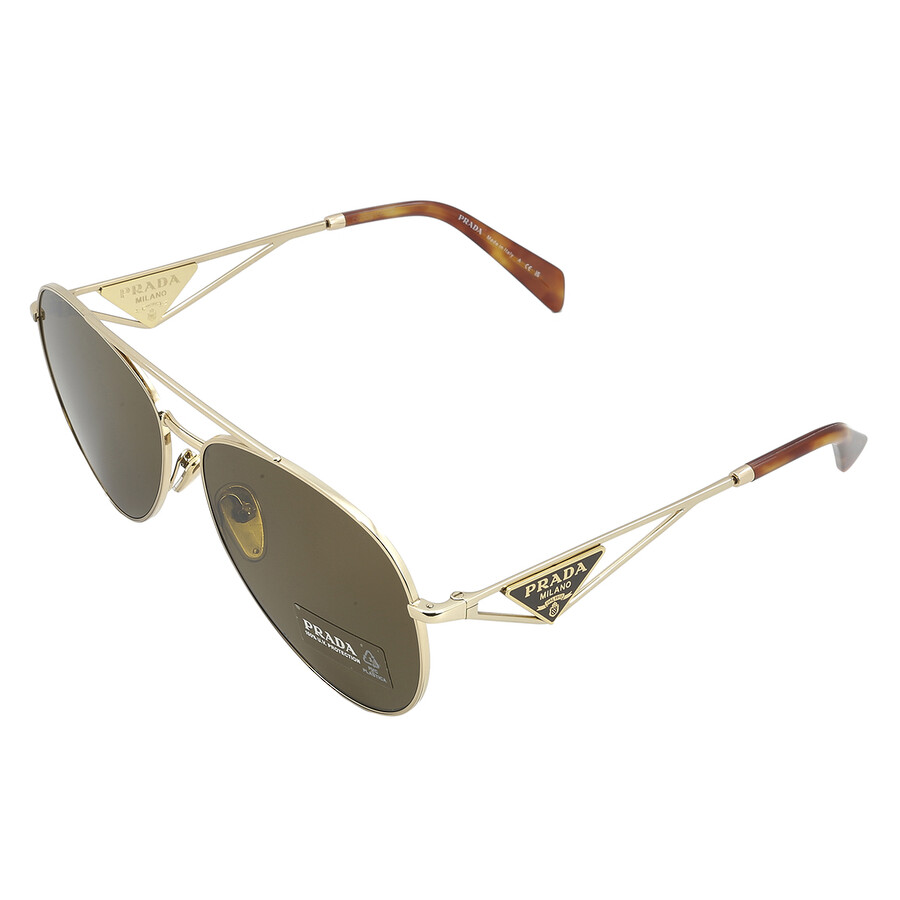 Prada Dark Brown Pilot Ladies Sunglasses PR 73ZS 5AK01T 61 ...