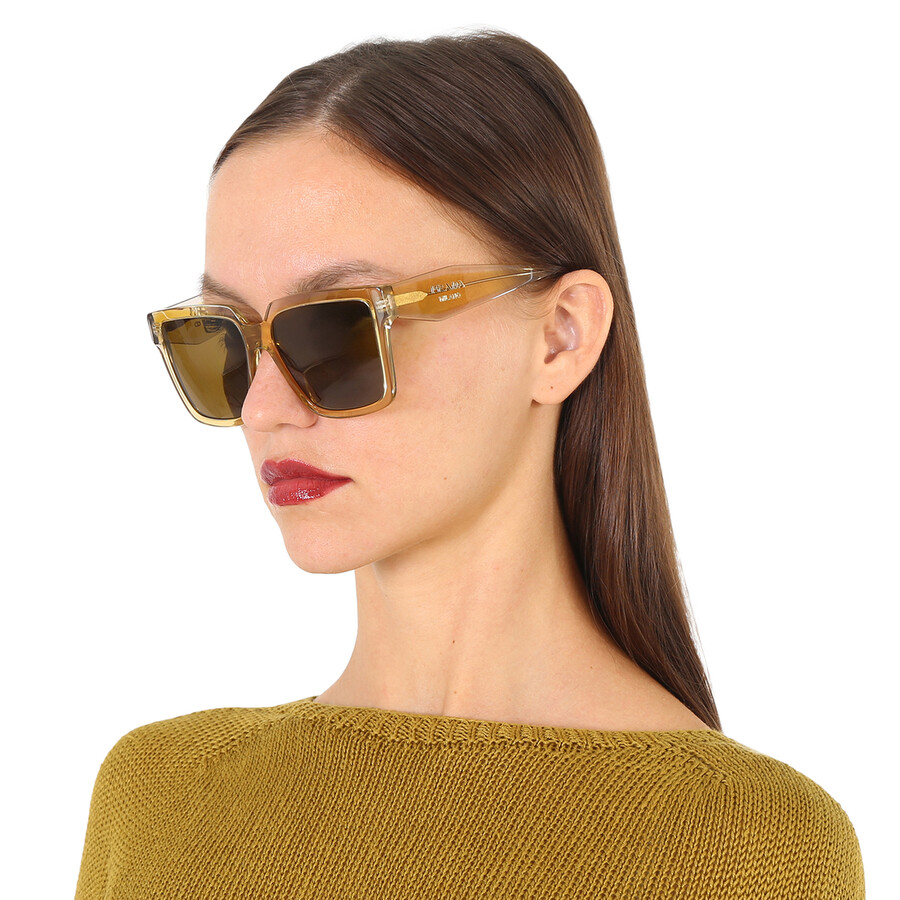 Prada Dark Brown Square Ladies Sunglasses PR 24ZS 14I01T 56 ...