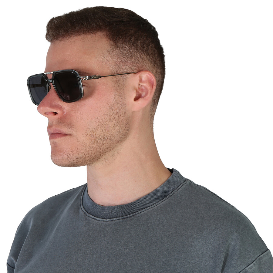 Prada Dark Grey Navigator Men's Sunglasses PR 57ZS 19F09T 55 ...
