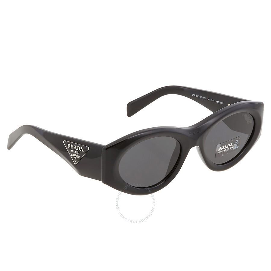 Prada Dark Grey Oval Ladies Sunglasses PR 20ZS 1AB5S0 53 8056597781336 ...