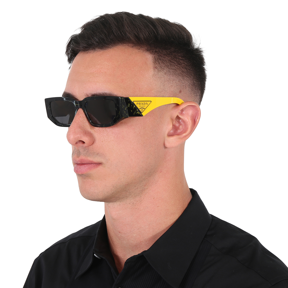 Prada Dark Grey Rectangular Men's Sunglasses PR 09ZS 19D5S0 54 ...