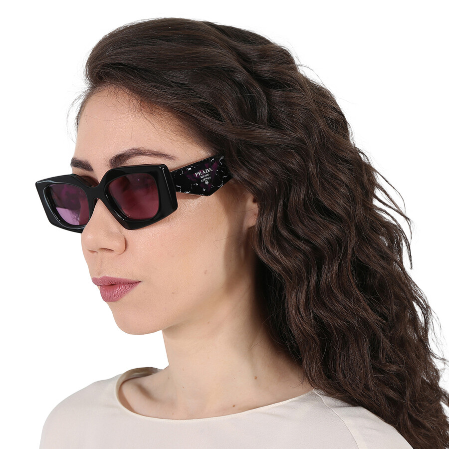 Prada Dark Violet Mirrored Silver Internal Irregular Ladies Sunglasses ...