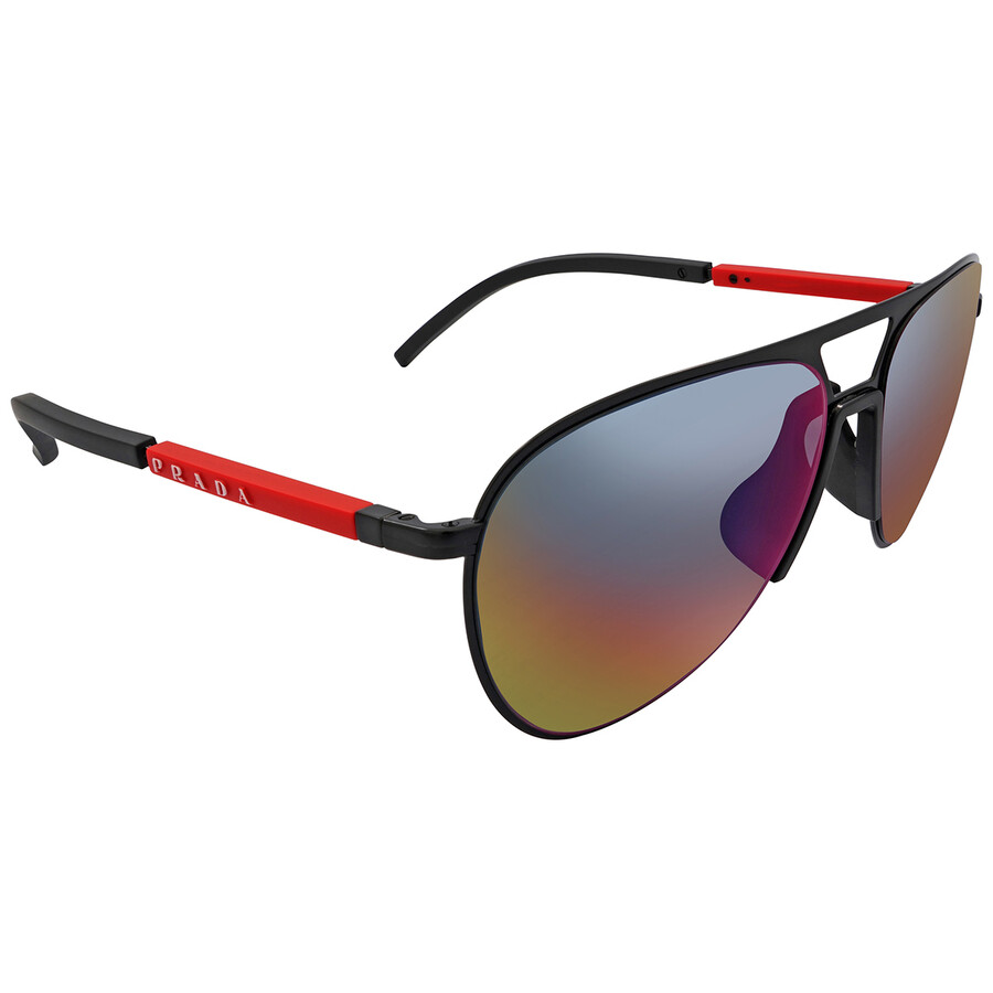 Prada Linea Rossa Blue Red Mirror Pilot Men's Sunglasses PS 51XS 1BO01M ...