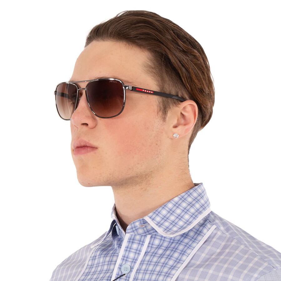 Prada Linea Rossa Brown Gradient Navigator Men's Sunglasses PS 50YS ...