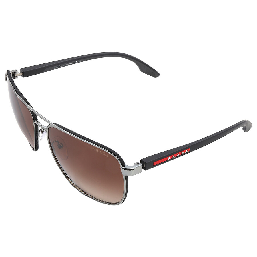Prada Linea Rossa Brown Gradient Navigator Men's Sunglasses PS 50YS ...