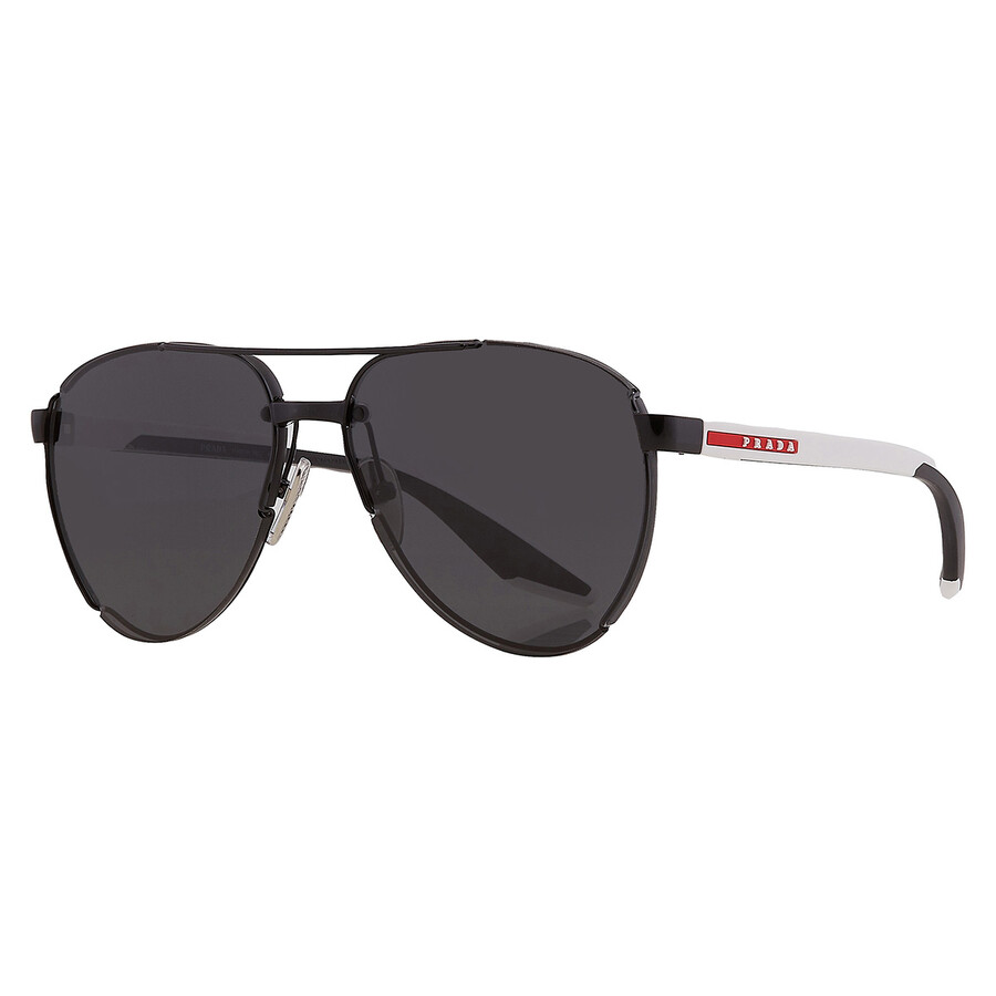 Prada Linea Rossa Dark Grey Pilot Men's Sunglasses PS 51YS 1BO06F 61 ...