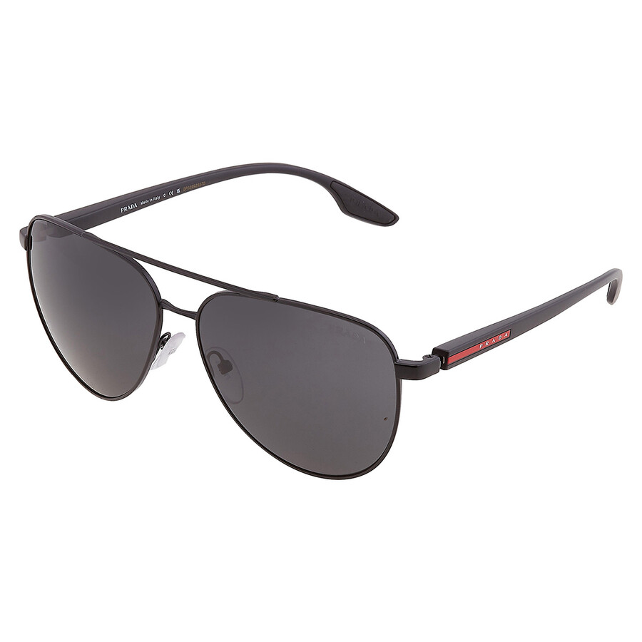 Prada Linea Rossa Grey Pilot Men's Sunglasses PS 52WS 1BO06F 61 ...