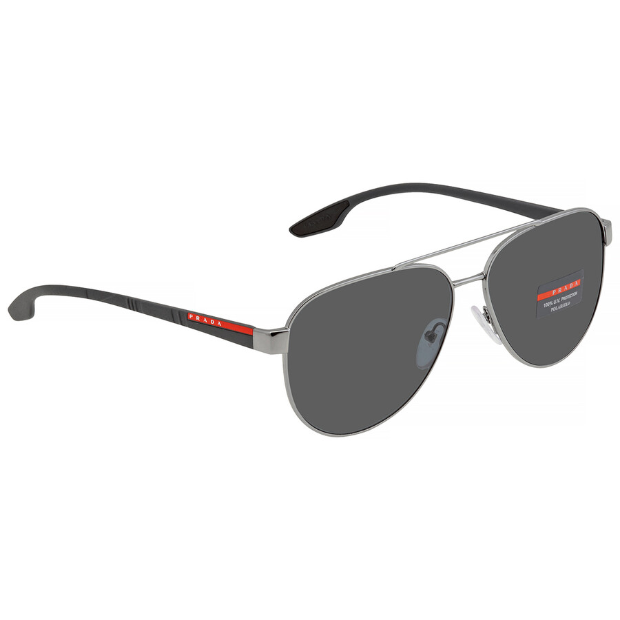 Prada Linea Rossa Grey Pilot Men's Sunglasses PS 54TS 5AV5Z1 61 ...