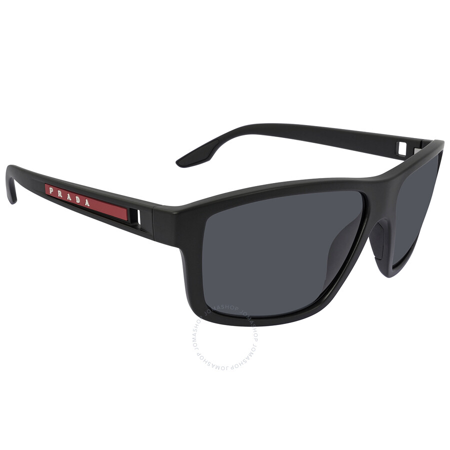 Prada Linea Rossa Polarized Dark Grey Rectangular Mens Sunglasses Ps