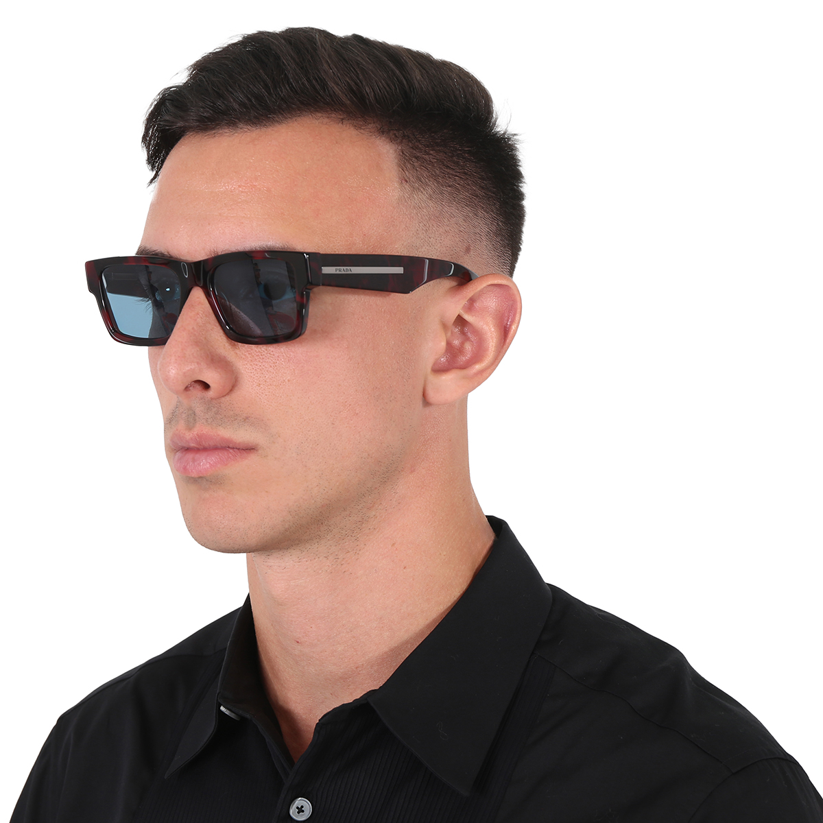 Prada Polairzed Green Rectangular Men's Sunglasses PR 25ZS 18I04D 53 ...