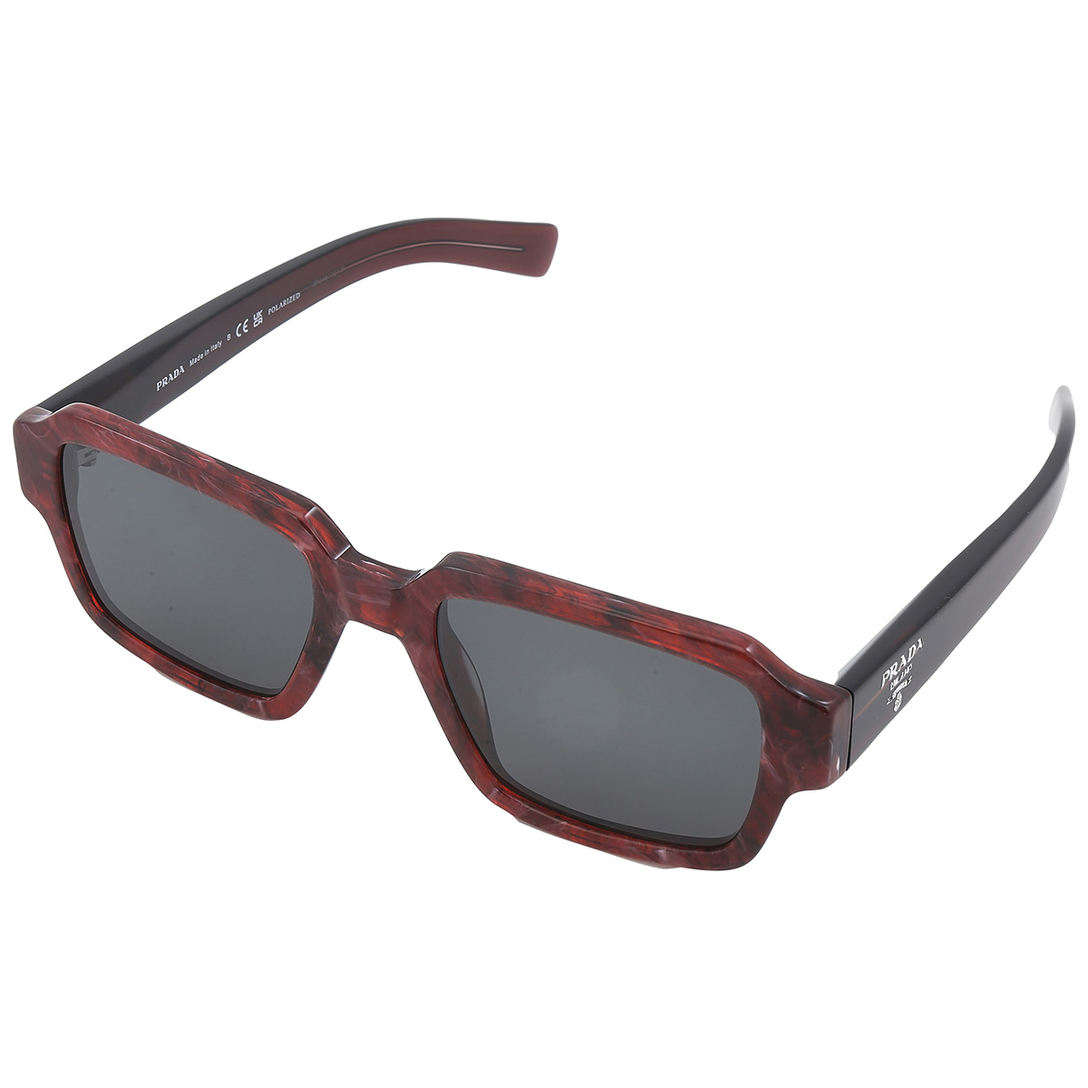 Prada Polarized Black Rectangular Men's Sunglasses PR 02ZS 15F08G 52 ...