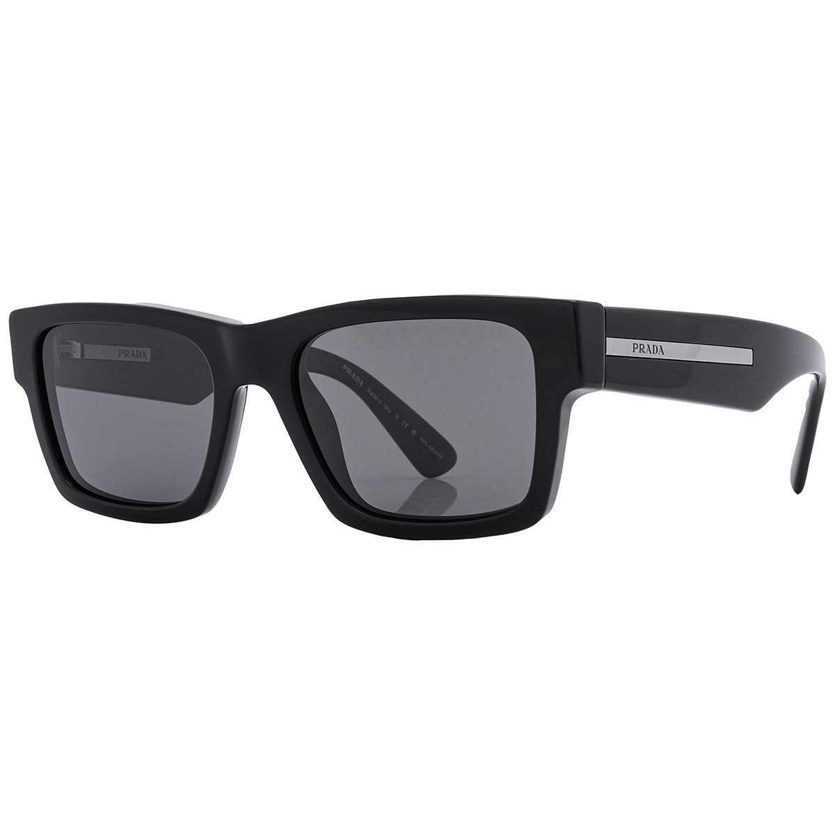 Prada Polarized Black Rectangular Men's Sunglasses PR 25ZS 1AB08G 53 ...