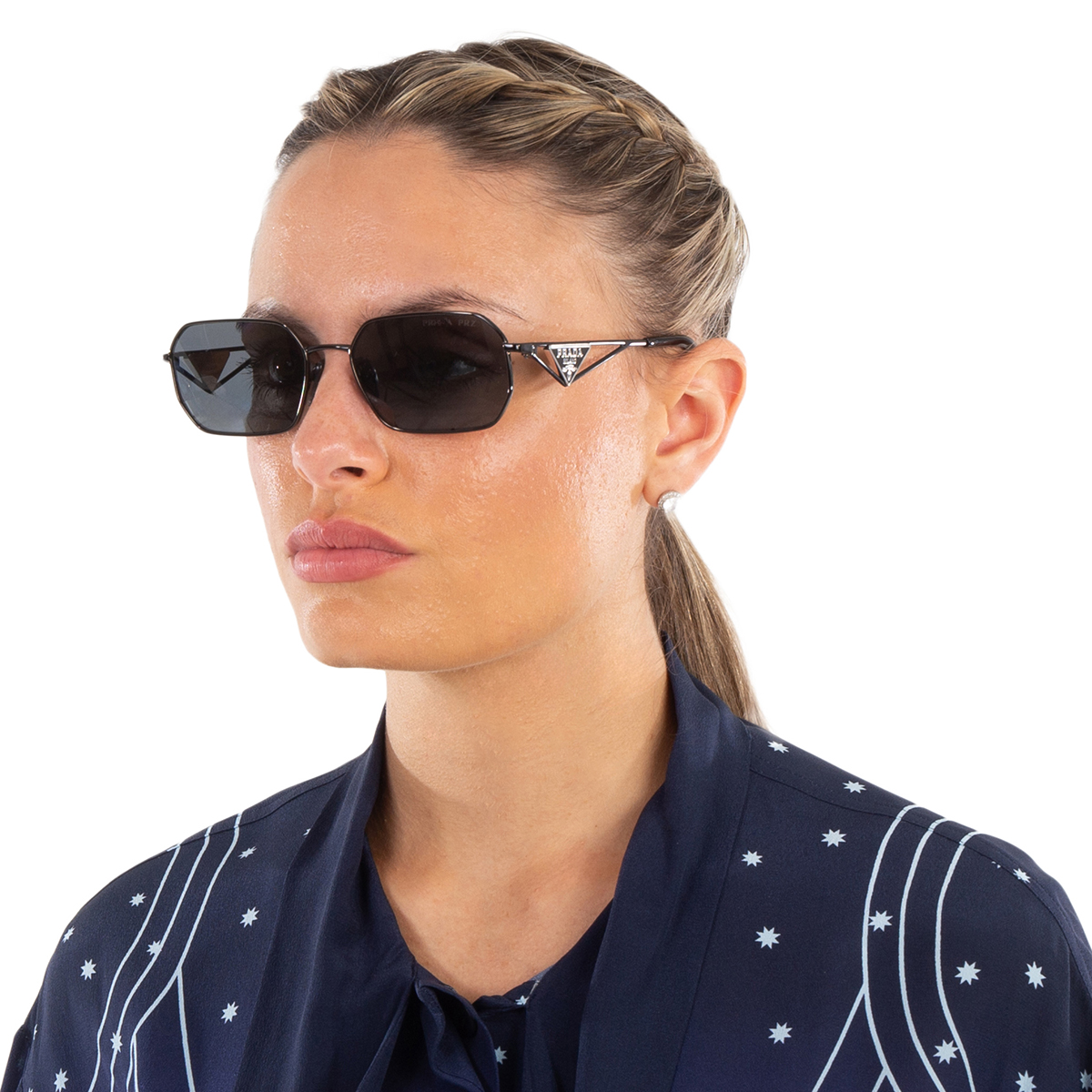 Prada Polarized Grey Geometric Ladies Sunglasses PR A51S 1AB5Z1 58 ...