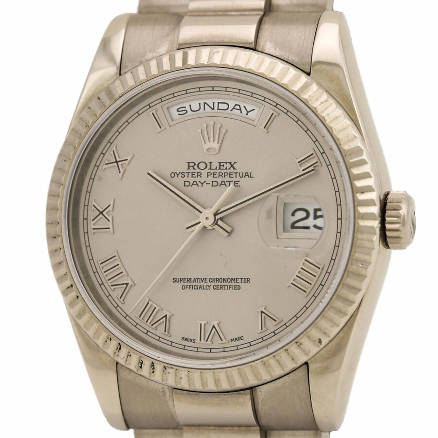 Rolex Pre-owned Rolex Day-Date Automatic Chronometer Silver Dial Men's ...