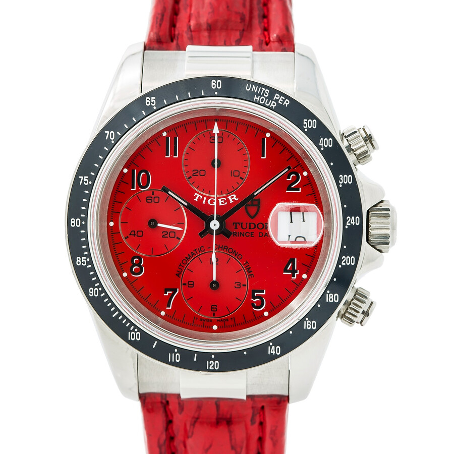 Tudor Pre-owned Tudor Tiger Prince Date Chronograph Automatic Red Dial ...