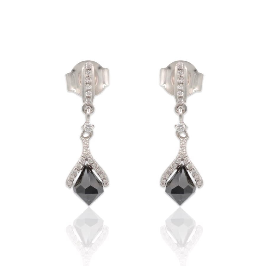 Estate Jewelry Pre-Owned 14K White Gold Black Diamond Drop Earrings ...