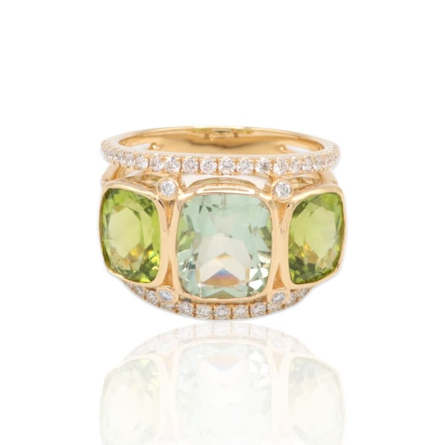 Estate Jewelry Pre-Owned 14K Yellow Gold Diamond, Blue Topaz, Peridot ...