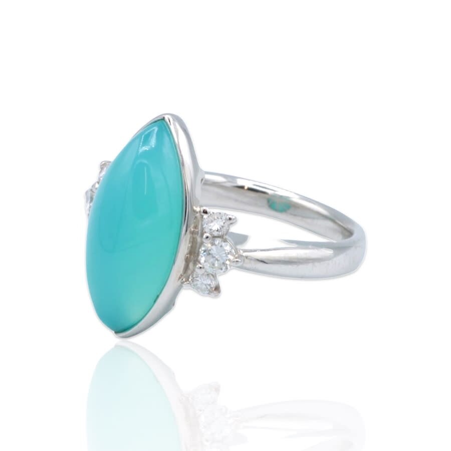 Estate Jewelry Pre-Owned 18K White Gold Diamond & Chalcedony Ring 62996 ...