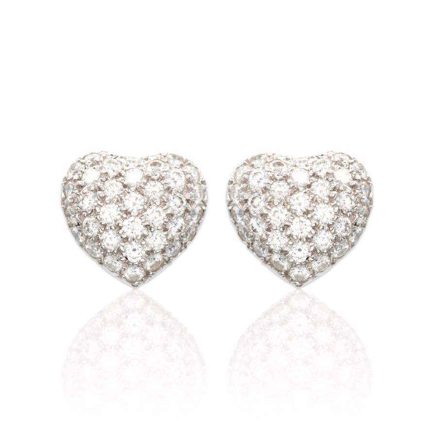 Estate Jewelry Pre-Owned 18K White Gold Diamond Heart Earrings 64558 ...