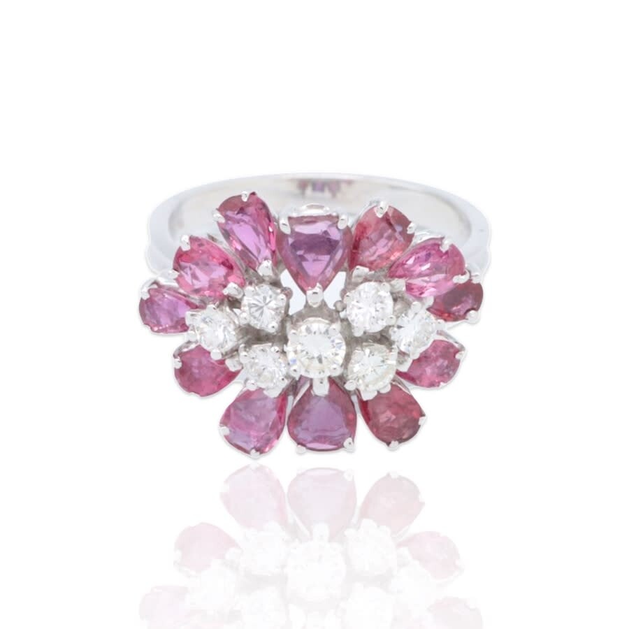 Estate Jewelry Pre-Owned 18K White Gold Diamond & Ruby Ring 61071 ...