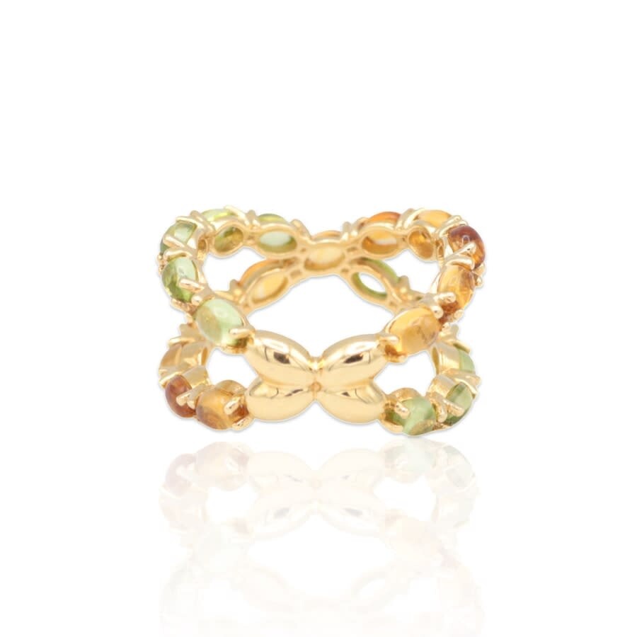 Superoro Pre-Owned 18K Yellow Gold Citrine and Peridot Ring 62367 ...