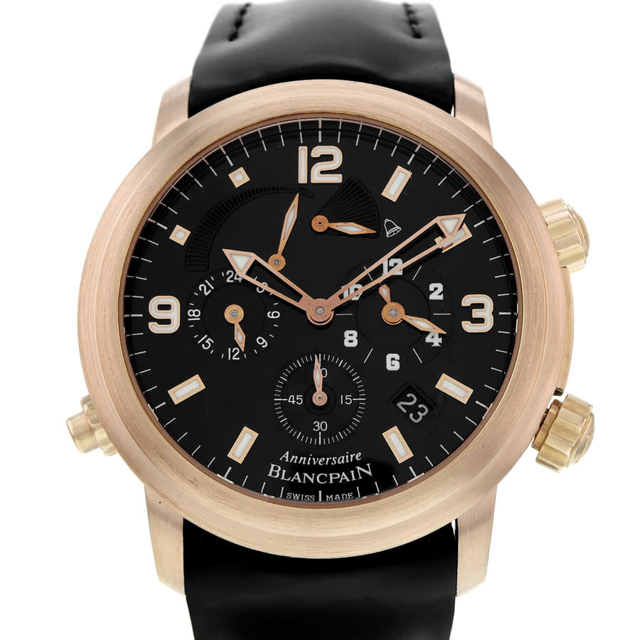 Blancpain Pre-owned Blancpain Leman Reveil GMT Chronograph Automatic Black Dial Men's Watch ...