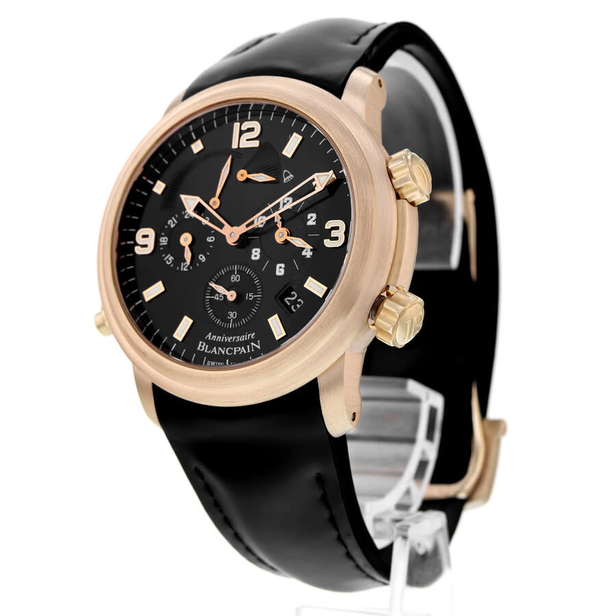 Blancpain Pre-owned Blancpain Leman Reveil GMT Chronograph Automatic Black Dial Men's Watch ...