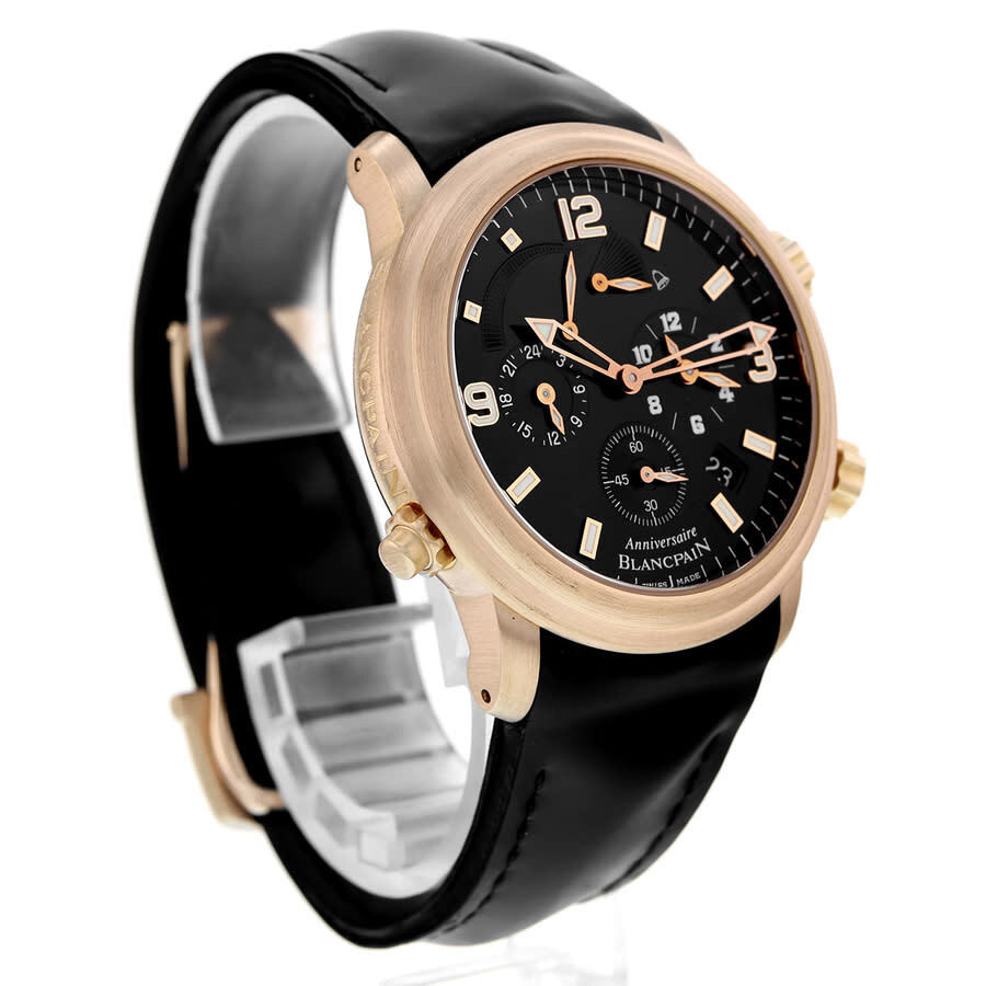 Blancpain Pre-owned Blancpain Leman Reveil GMT Chronograph Automatic Black Dial Men's Watch ...