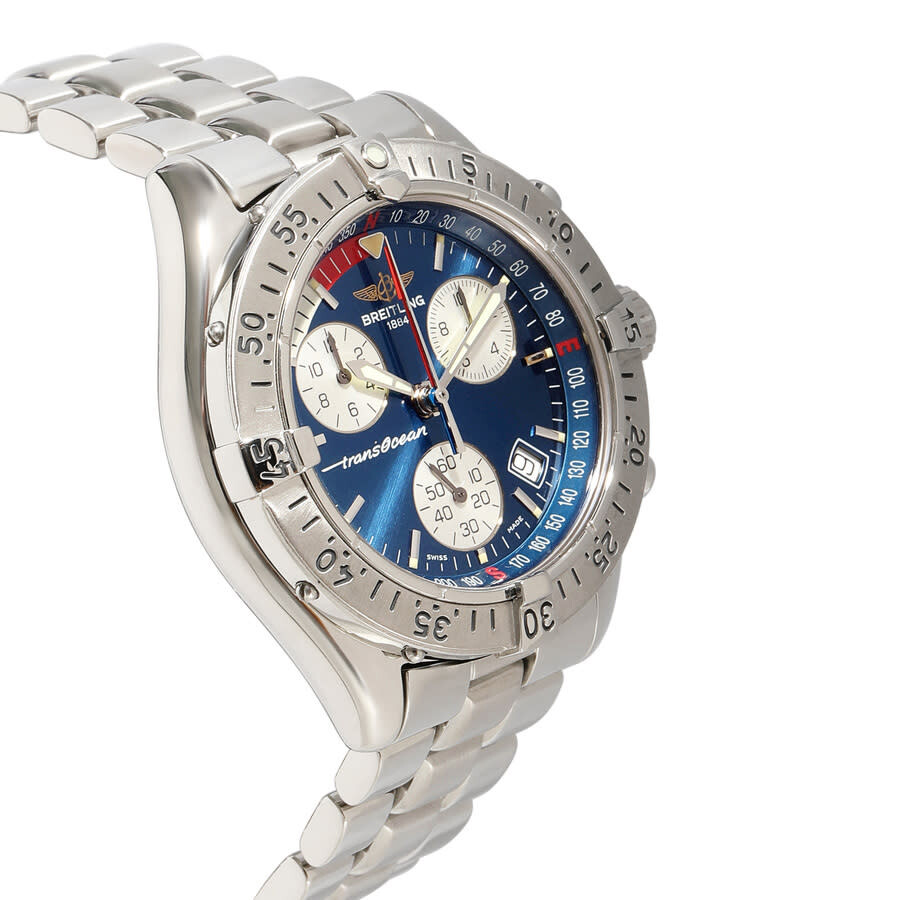 Breitling Pre-owned Breitling Transocean Chronograph Quartz Blue Dial ...