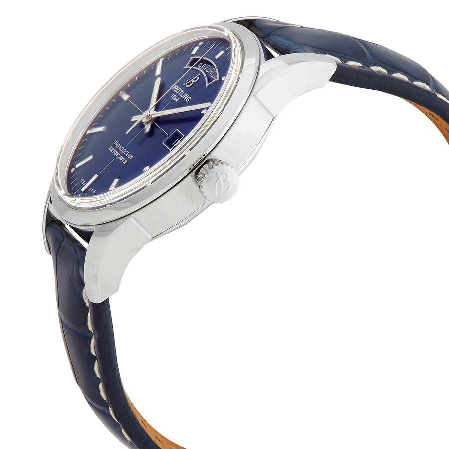 Breitling Pre-owned Breitling Transocean Day Date Automatic Blue Dial ...
