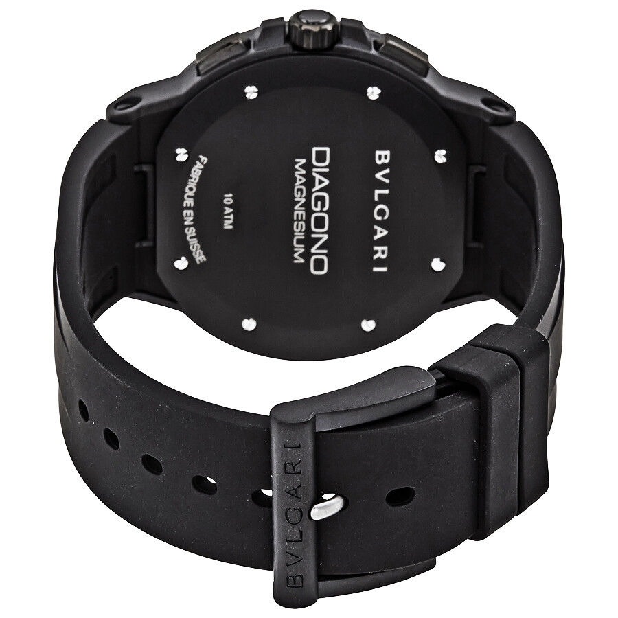 Bvlgari Pre-owned Bvlgari Diagono Magnesium Chronograph Black Lacquer ...