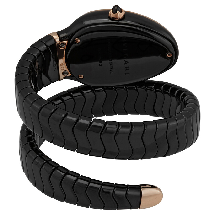 Bvlgari Pre-owned Bvlgari Serpenti Spiga Diamond Black Lacquer Dial ...