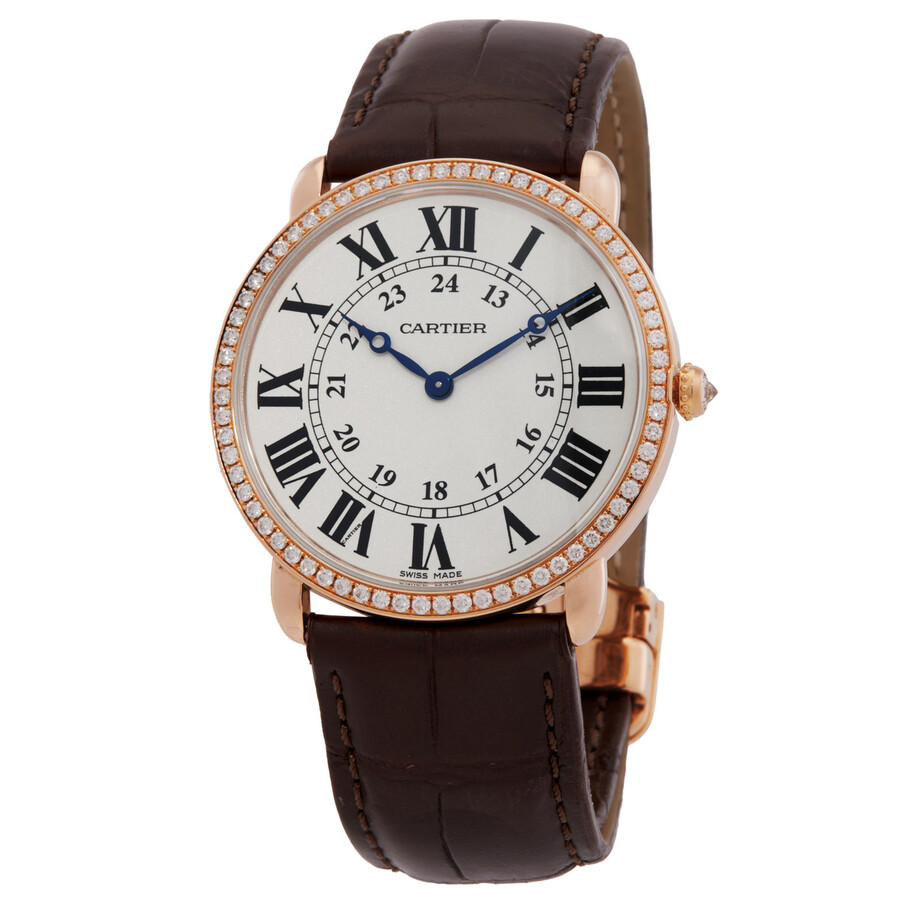 Cartier Pre-owned Cartier Ronde Louis Cartier Hand Wind Diamond Silver ...