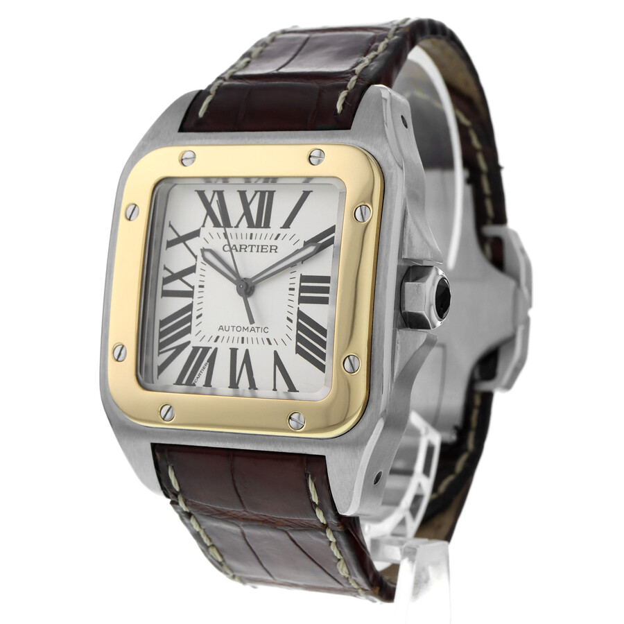 Cartier Pre-owned Cartier Santos 100 Silver Dial Men's Watch W20072X7 ...