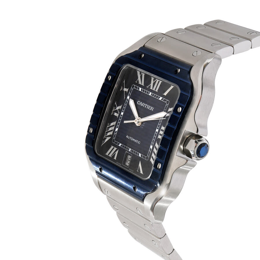 Cartier Pre-owned Cartier Santos Blue Striated Dial Men's Watch ...
