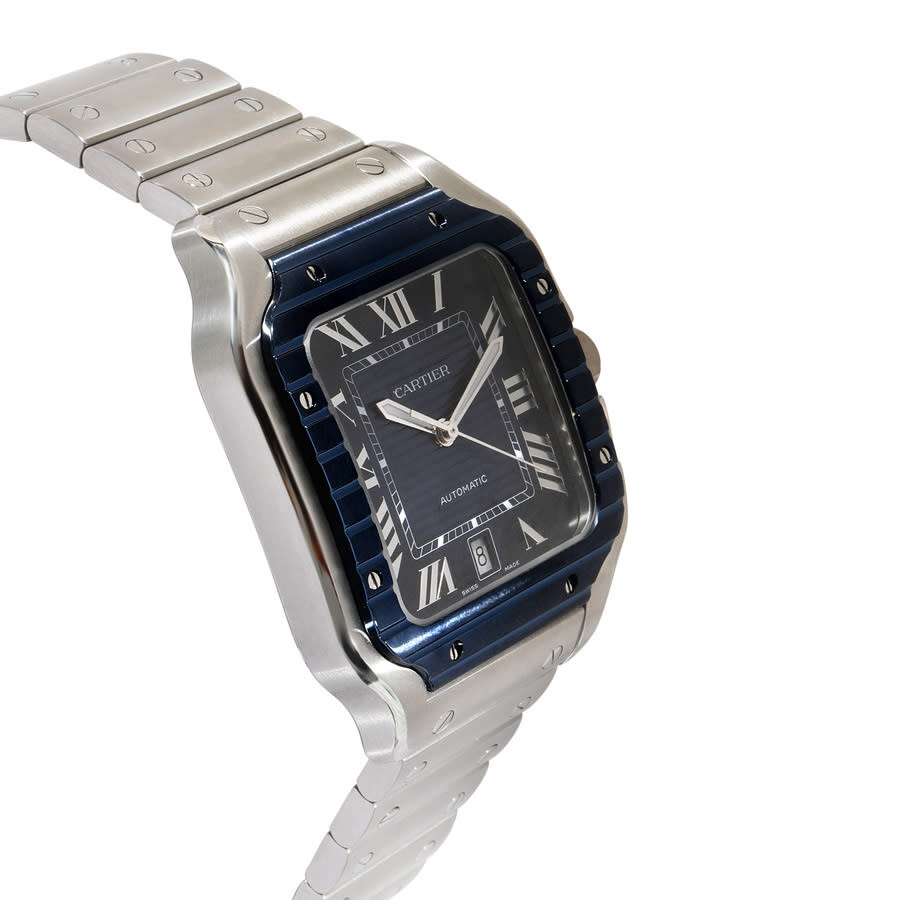 Cartier Pre-owned Cartier Santos Blue Striated Dial Men's Watch ...