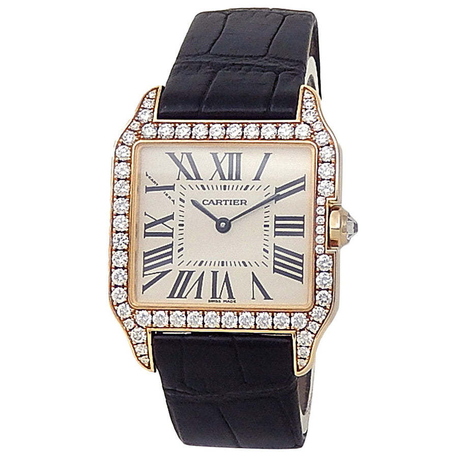 Cartier Pre-owned Cartier Santos Dumont Quartz Diamond Silver Dial ...