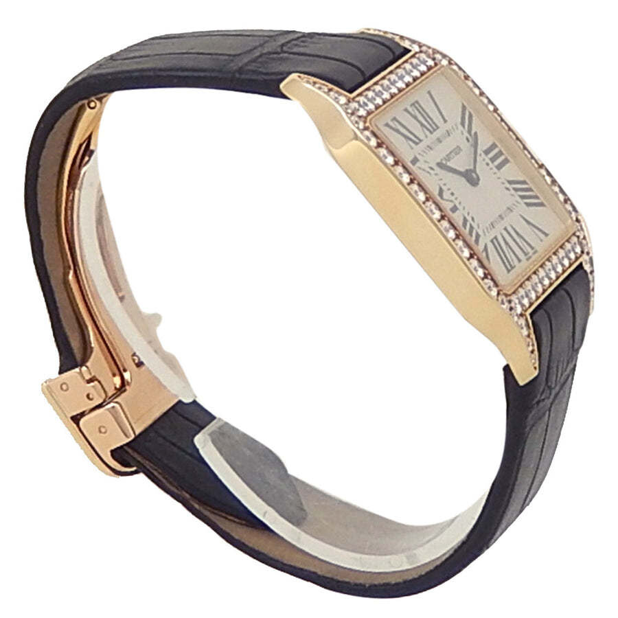 Cartier Pre-owned Cartier Santos Dumont Quartz Diamond Silver Dial ...