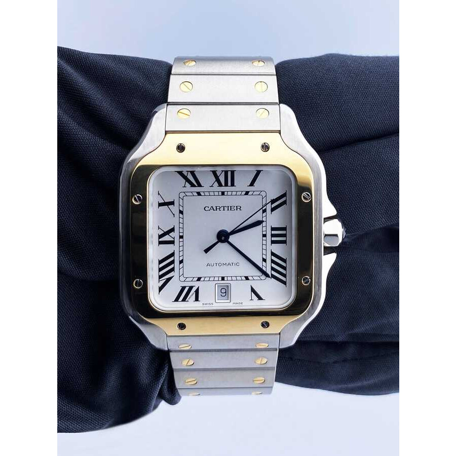 Cartier Pre-owned Cartier Santos Silvered Opaline Dial Men's Watch ...