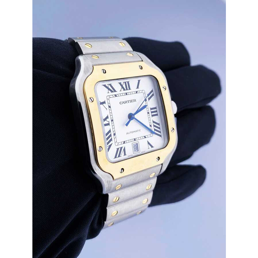 Cartier Pre-owned Cartier Santos Silvered Opaline Dial Men's Watch ...