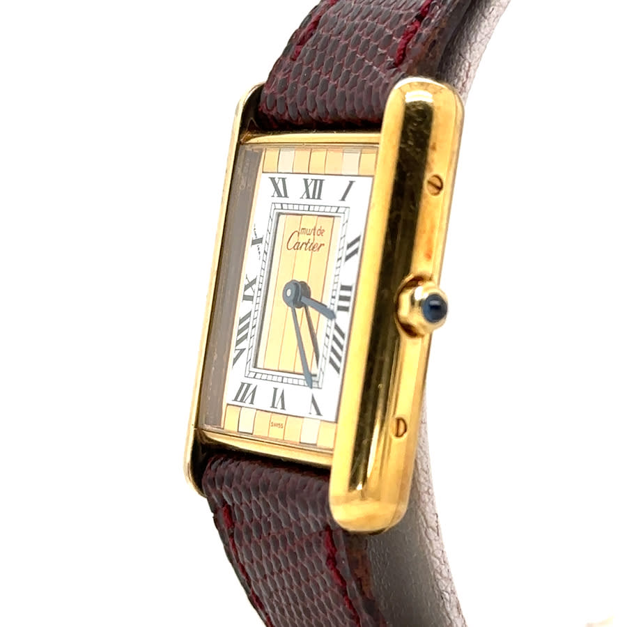 Cartier Pre-owned Cartier Tank Vermeil Quartz White Dial Unisex Watch ...