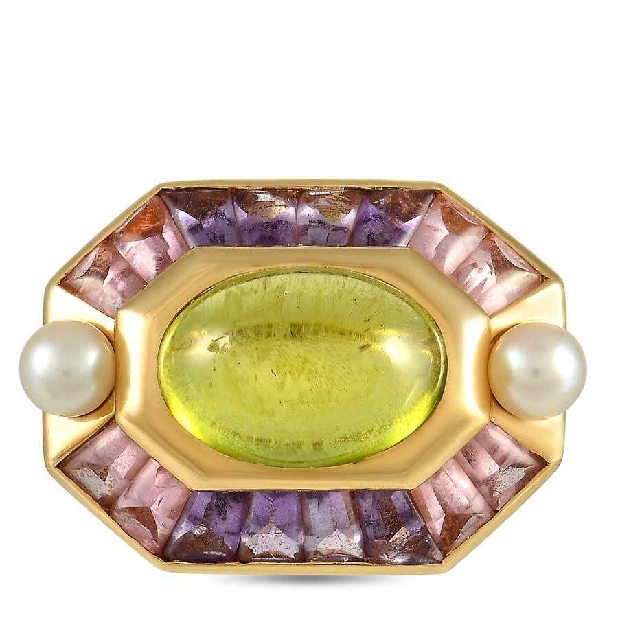 Chanel Pre-Owned Chanel 18K Yellow Gold Multicolor Gemstone Ring CH01 ...