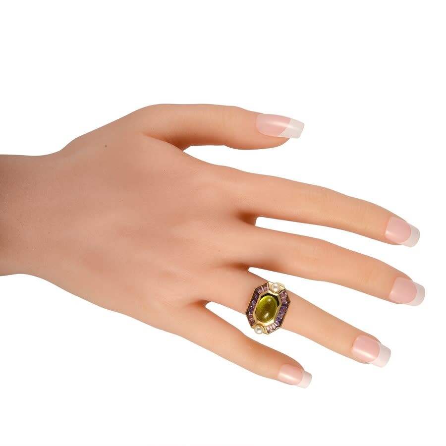 Chanel Pre-Owned Chanel 18K Yellow Gold Multicolor Gemstone Ring CH01 ...