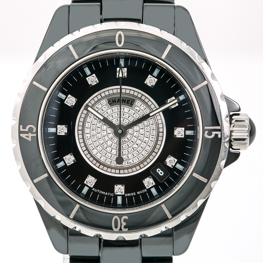 Chanel Pre-owned Chanel J12 Automatic Diamond Black Dial Ladies Watch ...