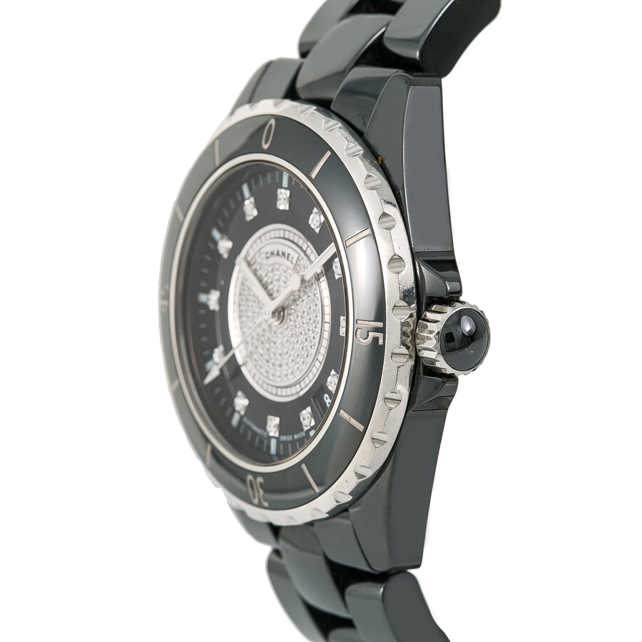 Chanel Pre-owned Chanel J12 Automatic Diamond Black Dial Ladies Watch ...